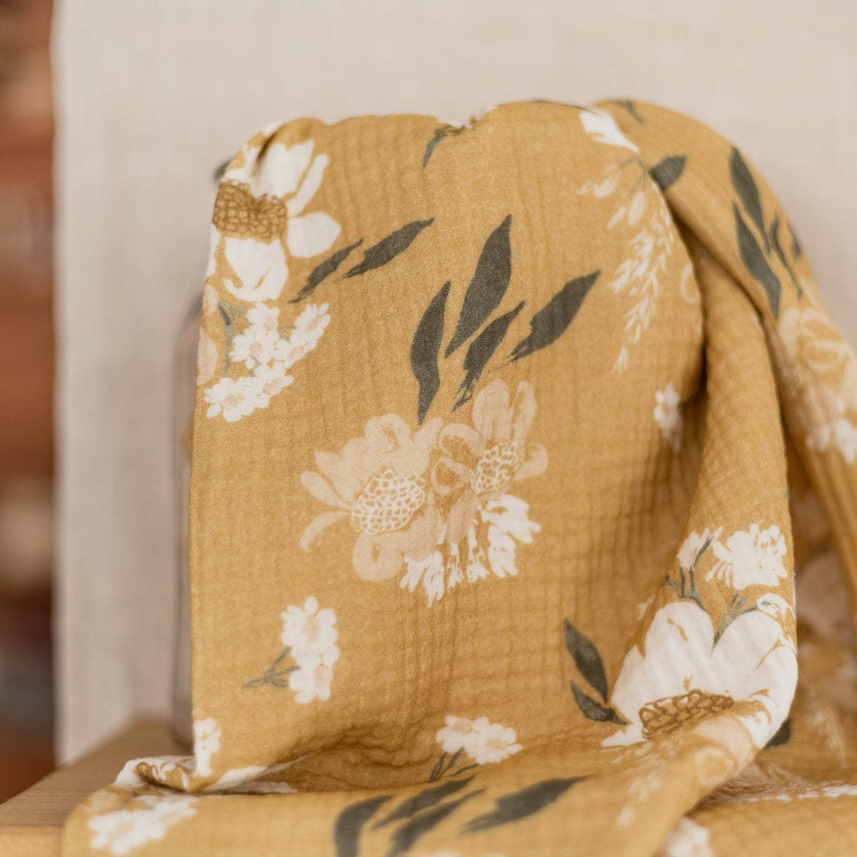 Triple layer muslin / Wild Flowers - Caramel – mylittlefabricshop