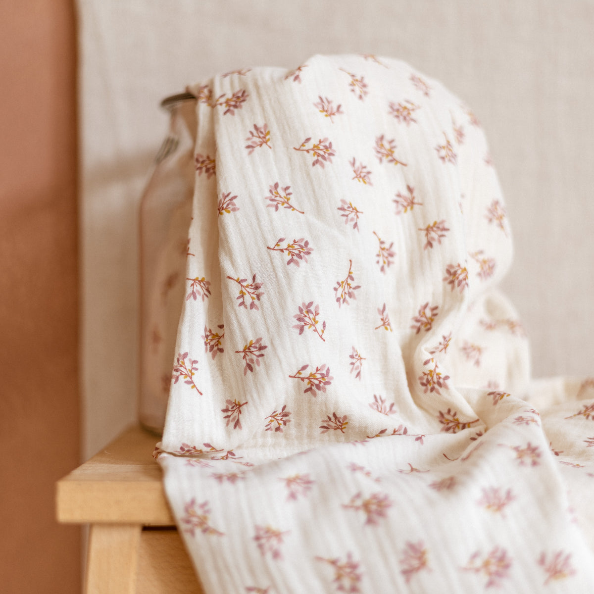 Cotton muslin / floral blush - branches – mylittlefabricshop