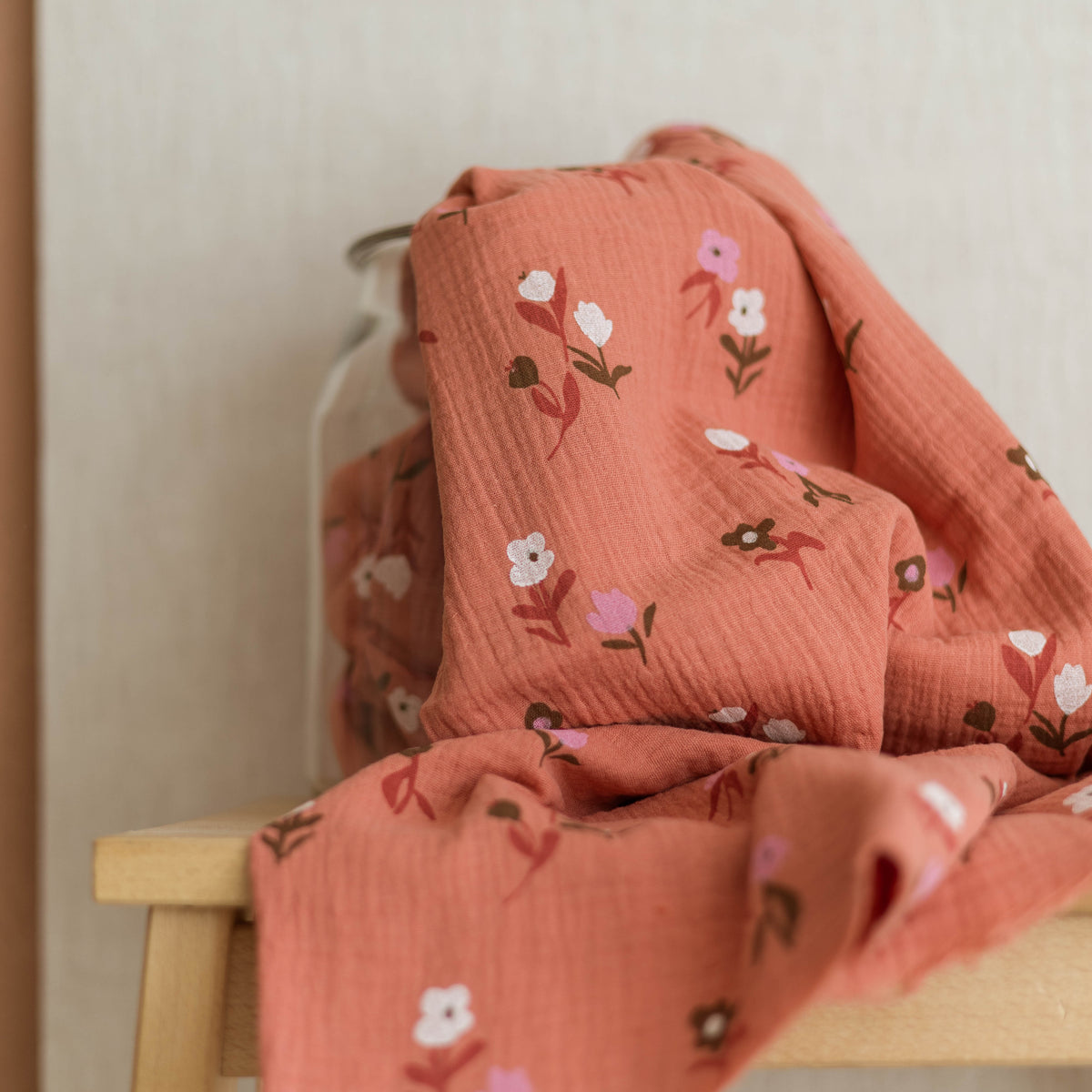 Muslin / Marsala Flowers – mylittlefabricshop