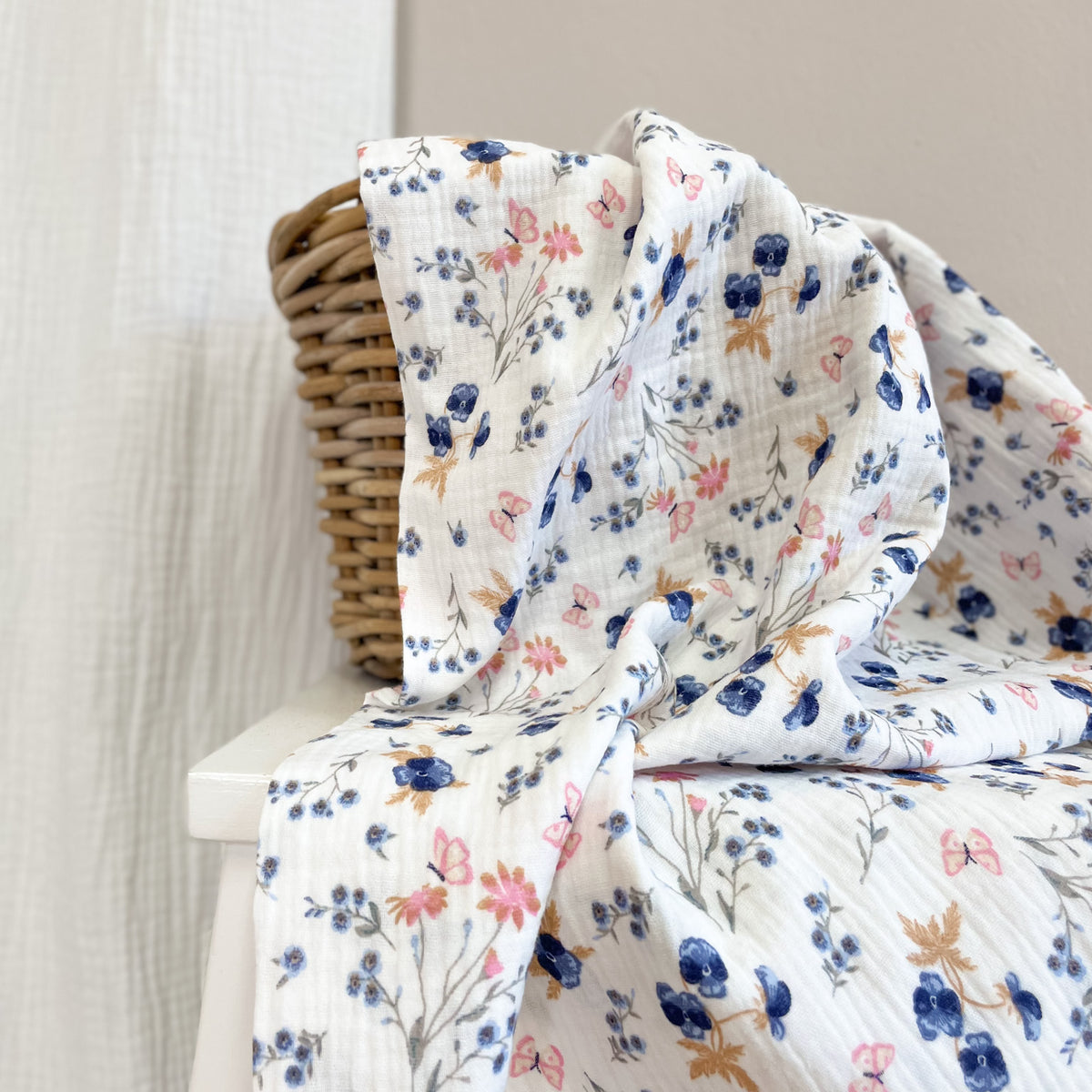 Baby muslin / blue floral – mylittlefabricshop