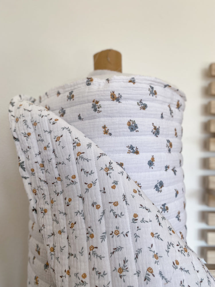 Prešit muslin / Ivory blue – mylittlefabricshop