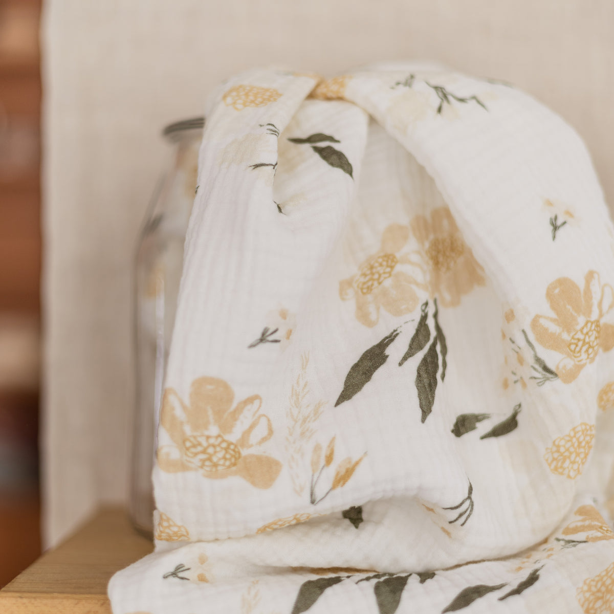 Triple layer muslin / Wild Flowers - Ivory – mylittlefabricshop