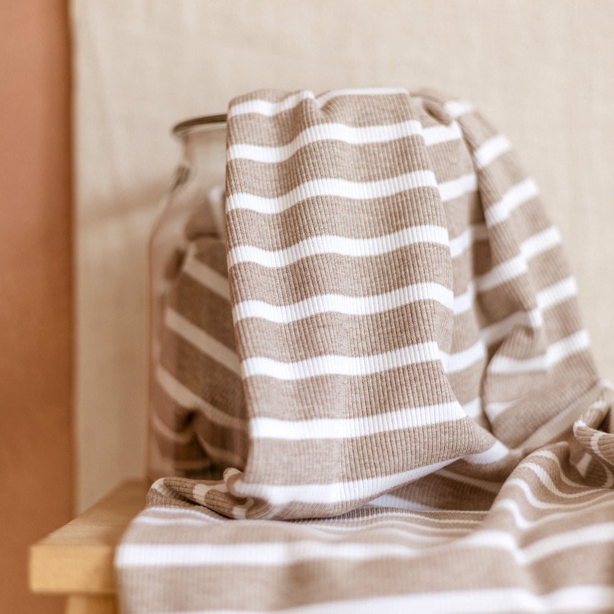 Ribbed jersey / Stripes - Beige – mylittlefabricshop