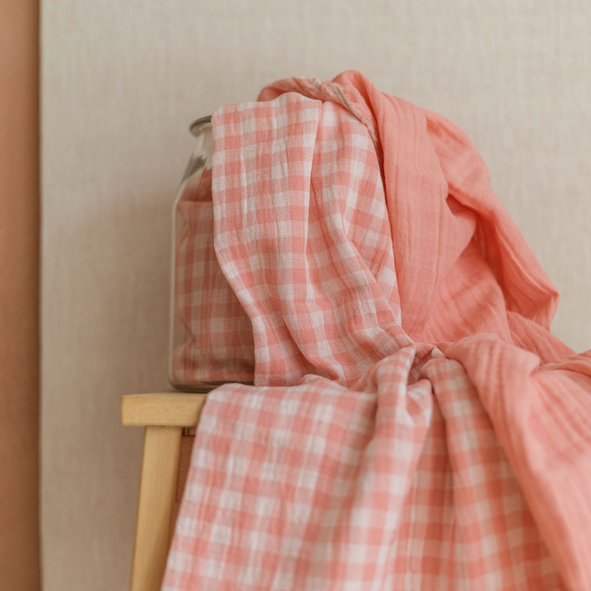 Muslin / checkers - rose – mylittlefabricshop