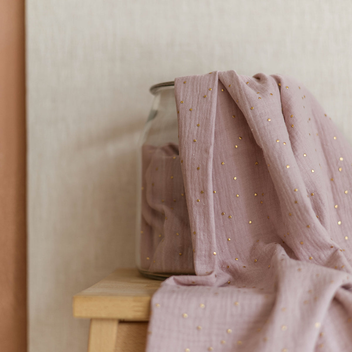 Muslin / golden dots - blush – mylittlefabricshop